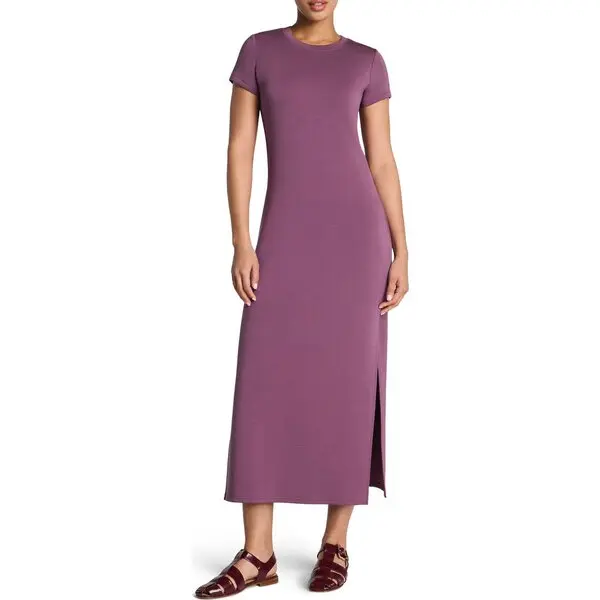 Spanx Airessentials Stripe Side Slit Maxi Dress - Prune