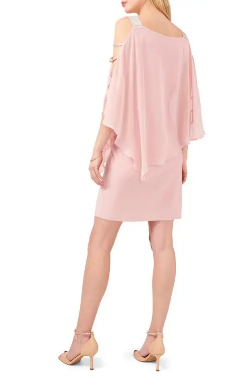 Chaus Crystal Strap Chiffon Overlay Mini Dress