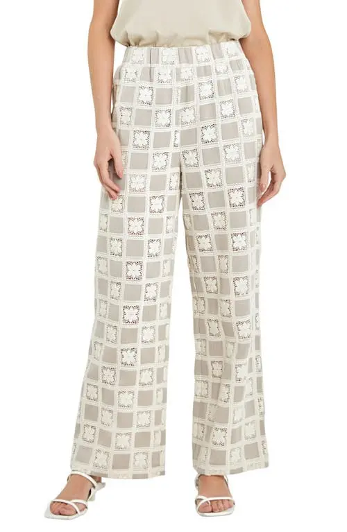 English Factory Crocket Patchwork Wide Leg Trousers