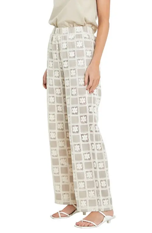 English Factory Crocket Patchwork Wide Leg Trousers