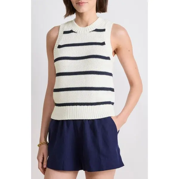 Vineyard Vines Cotton-blend Sleeveless Sweater - Hana Stripe Marsh