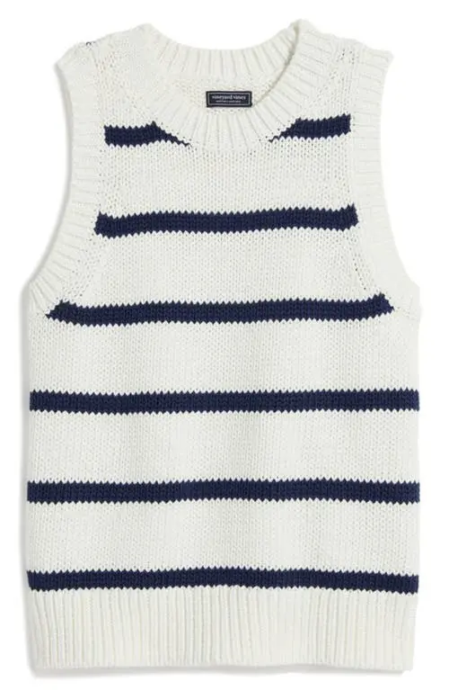 Vineyard Vines Cotton-blend Sleeveless Sweater - Hana Stripe Marsh