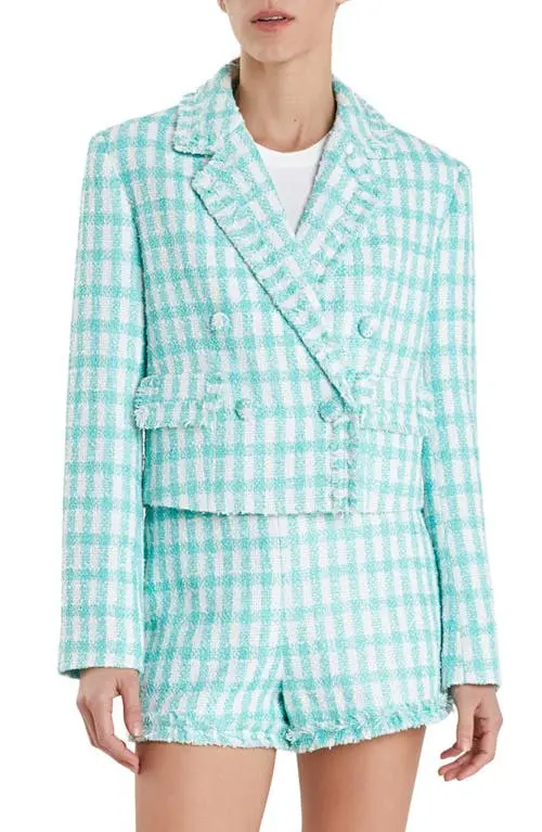 English Factory Check Bouclé Blazer - Mint