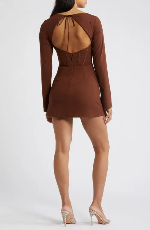 Mistress Rocks Long Sleeve Corset Mini Dress In Cocoa - 80% Off |  Editorialist
