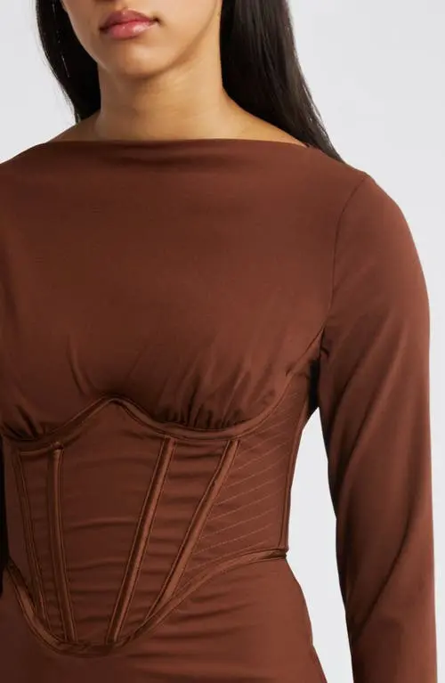 mistress rocks brown dress Ultra' Brown Sheer Crossover Drape Dress