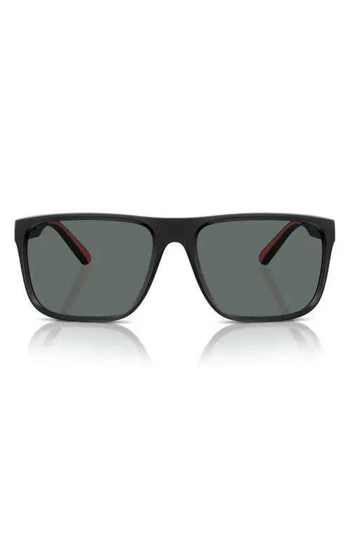 SCUDERIA FERRARI 59mm Polarized Square Sunglasses - Matte Black