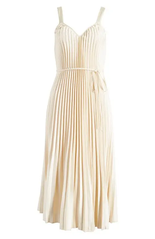 Sam Edelman Pliss Tie Waist Satin Midi Dress In Champagne - 50% Off |  Editorialist