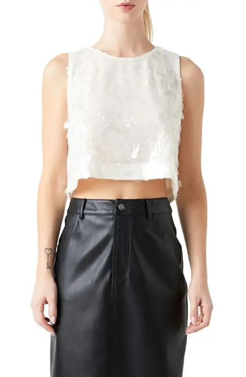 GREY LAB Sequin Sleeveless Crop Top