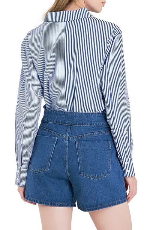 English Factory Colorblock Striped Button-up Shirt