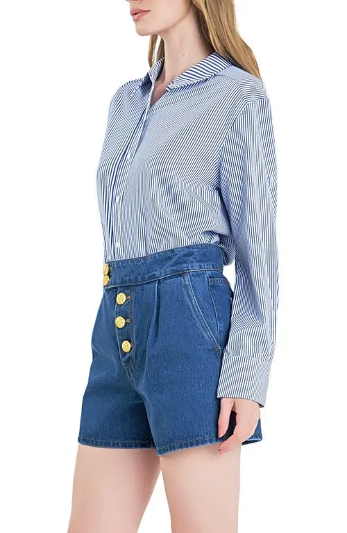 English Factory Colorblock Striped Button-up Shirt