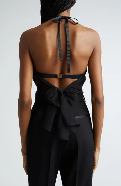 Dolce & Gabbana Rosette Silk-blend Chiffon Halter Top - Nero