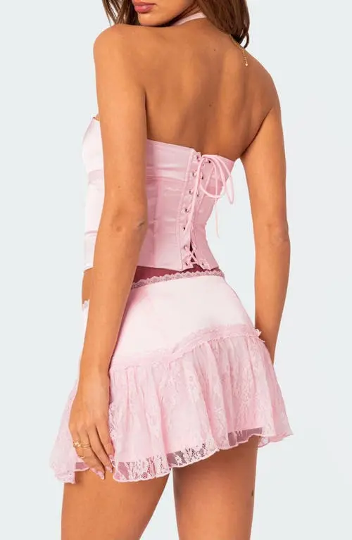 EDIKTED Lex Satin & Lace Corset Top