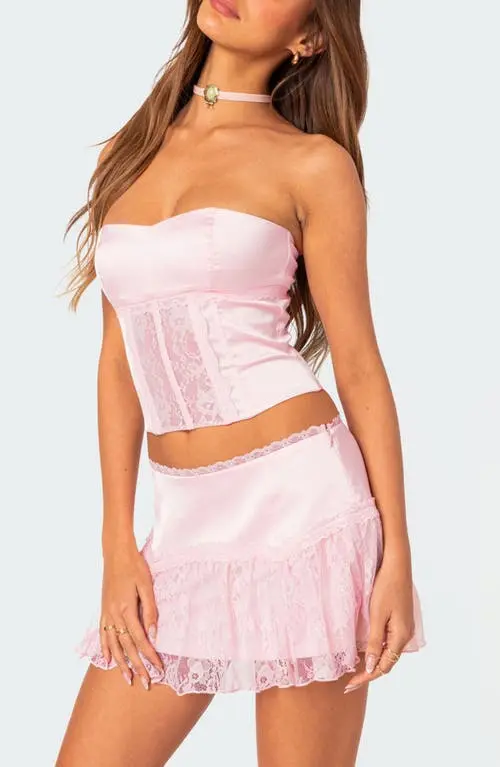 EDIKTED Lex Satin & Lace Corset Top