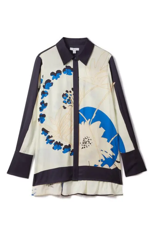 REISS Isla Floral Print Shirt - Blue