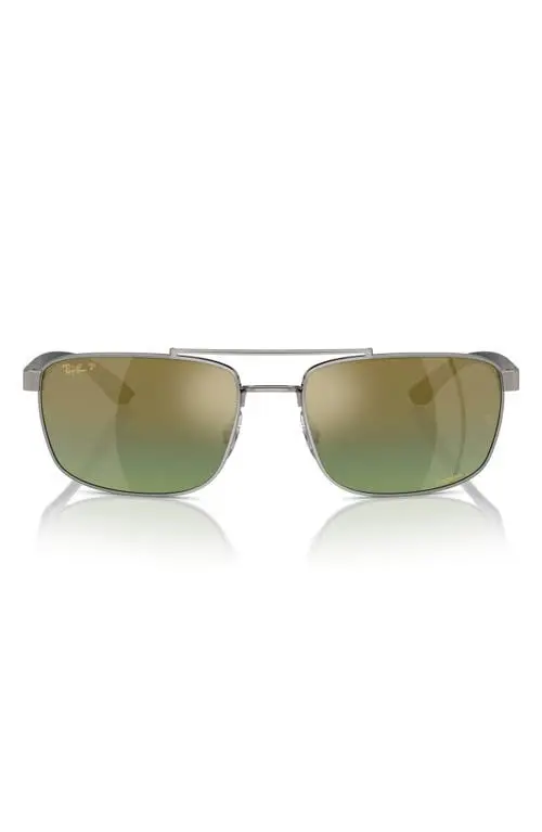Ray-ban 60mm Polarized Rectangular Sunglasses - Gunmetal