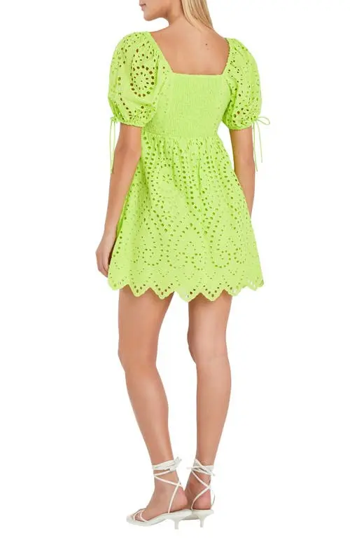 English Factory Scallop Hem Eyelet Minidress