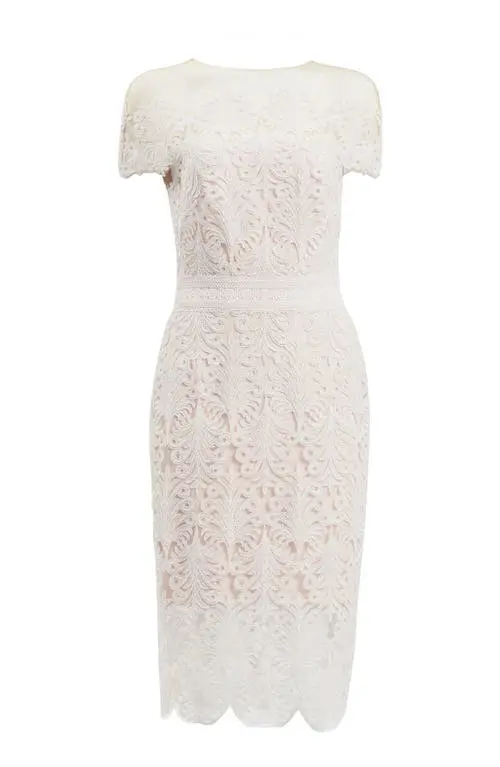 Tadashi Shoji Corded Lace Sheath Cocktail Dress - Ivory/ Petal |  Editorialist