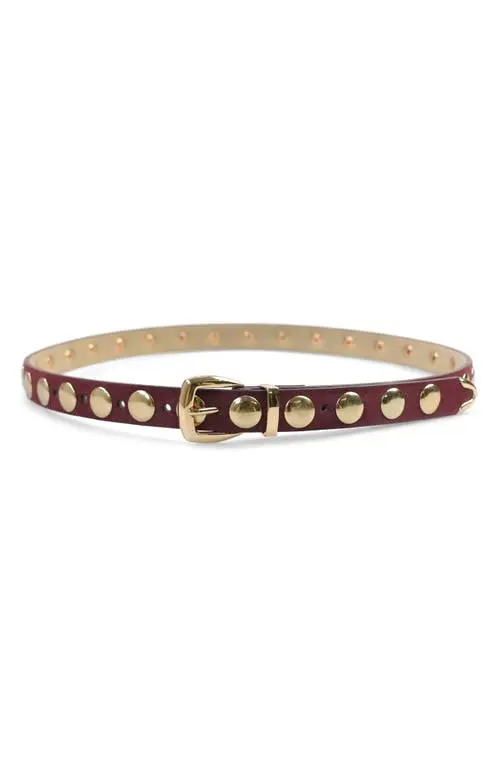 PETIT MOMENTS Disc Stud Belt - Burgundy Suede/gold