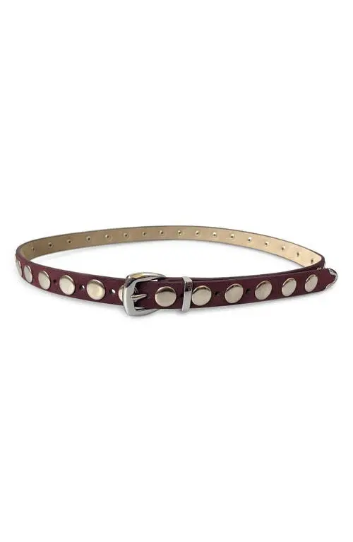 PETIT MOMENTS Disc Stud Belt - Burgundy Suede/silver