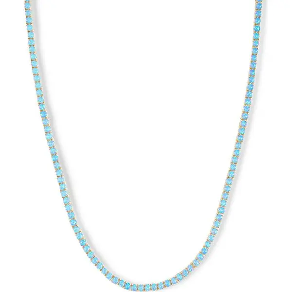 Melinda Maria Grand Heiress Imitation Opal Necklace - Blue Opal/gold