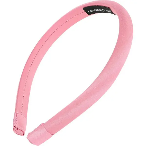 L. Erickson Padded Silk Charmeuse Slim Headband - Pink Wax