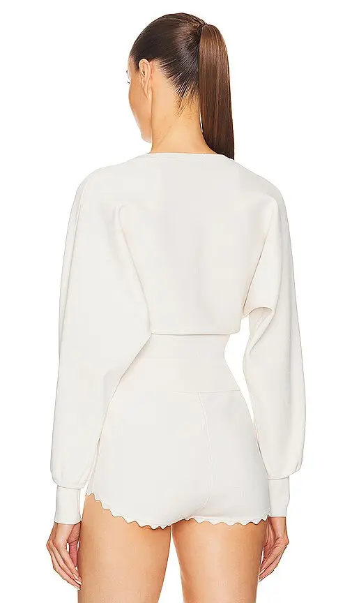 HELSA Elvira Cardigan Ribbed Knit With Scalloped Trims