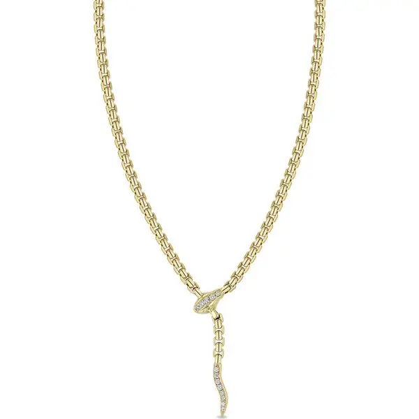 Zoe Chicco Pavé Diamond Snake Chain Necklace - Yellow Gold