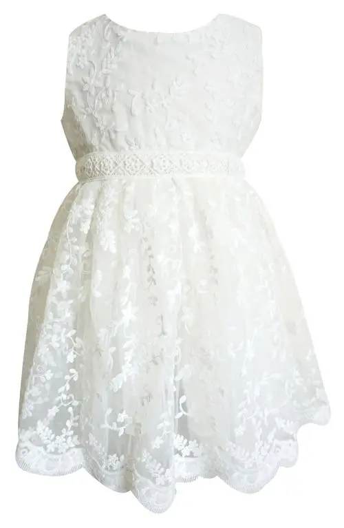 POPATU Floral Embroidered Mesh Dress - White