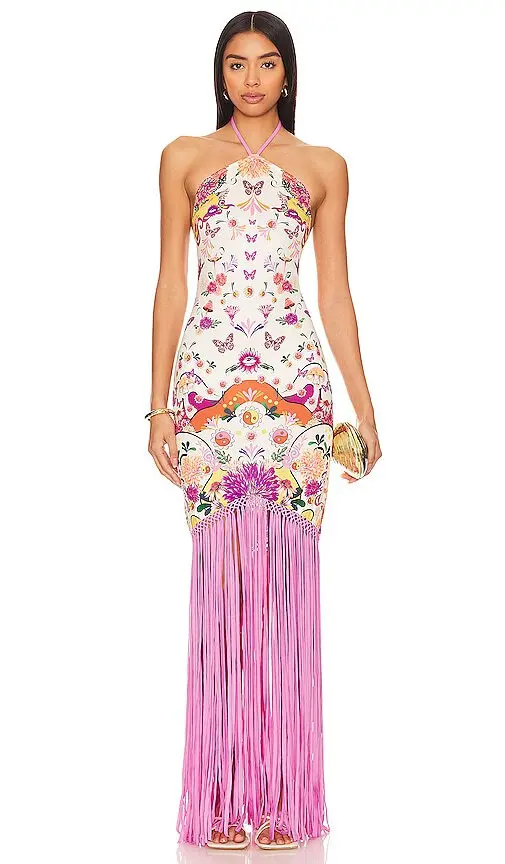Agua Bendita X Aliss Maxi Dress In Ivory - Butterfly Multi