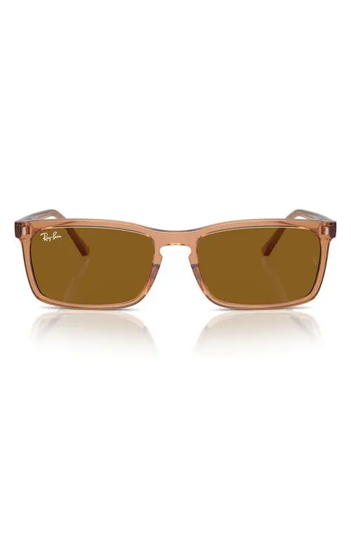Ray-ban 59mm Rectangular Sunglasses - Transparent Brown