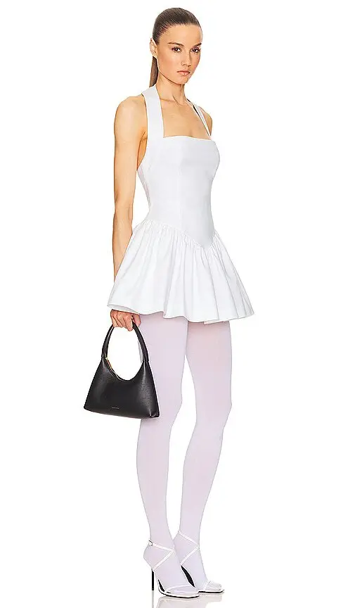 Helsa Faille Halter Mini Dress - White