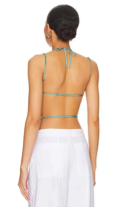 H:OURS Carola Embellished Halter Top