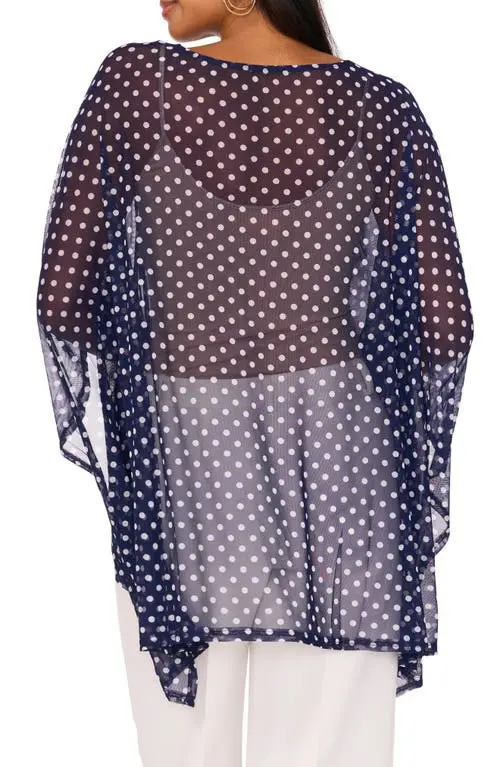 Chaus Dot High-low Tunic Top - Navy/ White