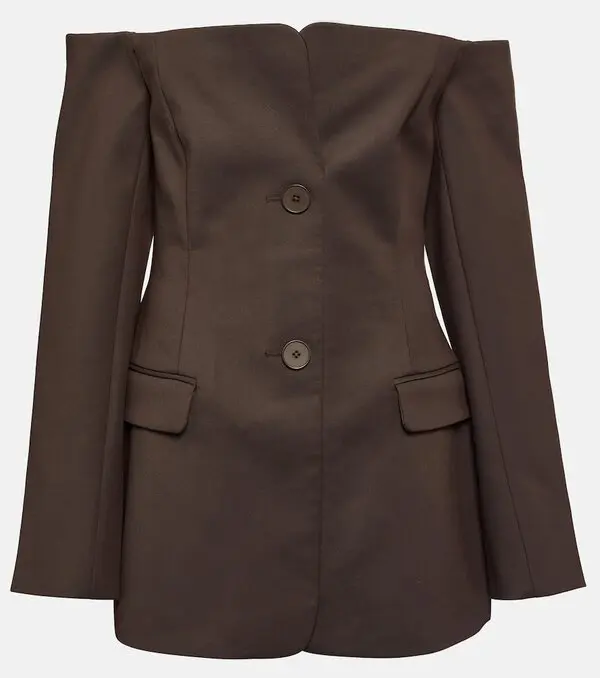 SIR THE LABEL Sandrine Off-shoulder Blazer Dress - Brown