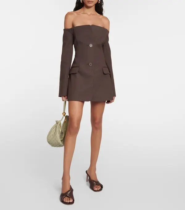 SIR THE LABEL Sandrine Off-shoulder Blazer Dress - Brown