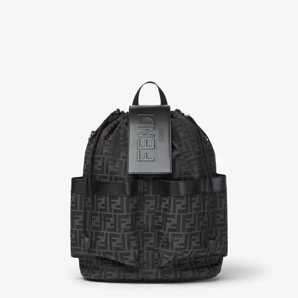 Fendi Ff Jacquard Strike Medium Backpack - Black