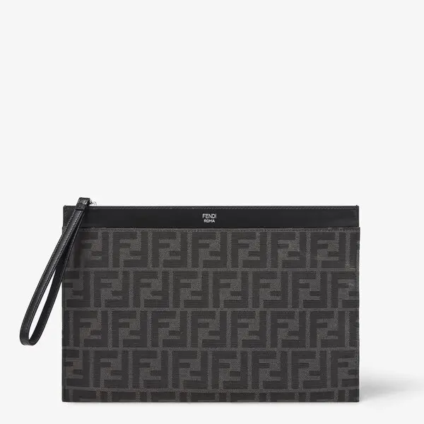 Fendi Ff Jacquard Flat Pouch - Black
