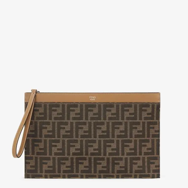 Fendi Ff Jacquard Flat Pouch - Brown