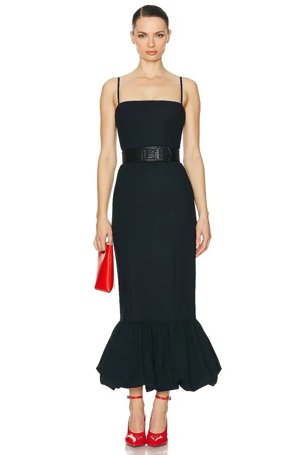 knee length dresses for ladies Helsa The Lace Column Dress Black Bernardi Collective main image 0