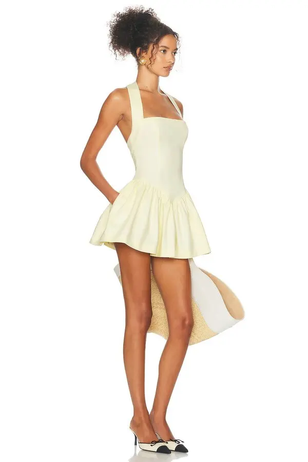 HELSA Faille Halter Mini Dress