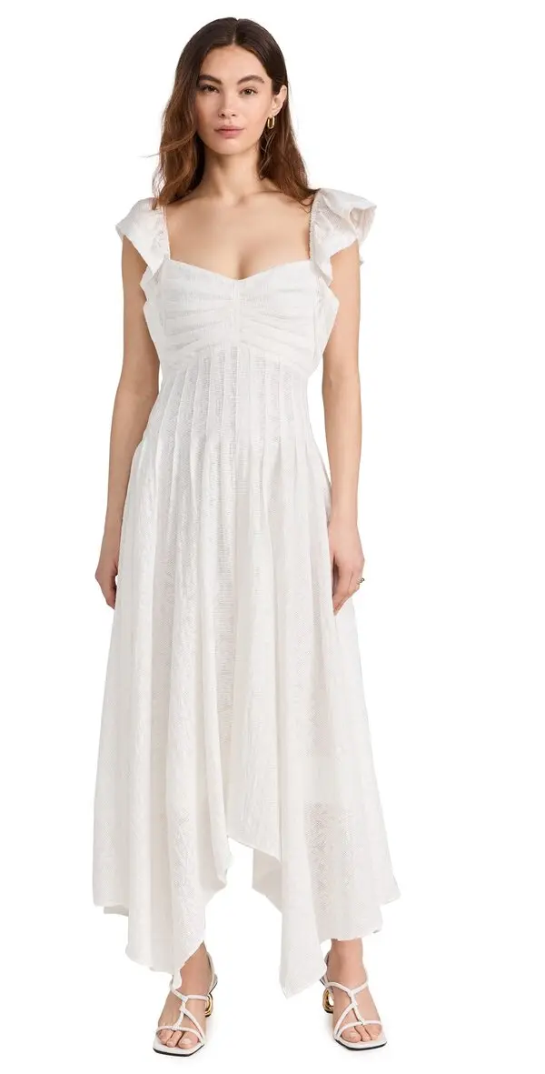 Ramy Brook Bria Handkerchief Hem Dress In White Springtime Burnout - 80%  Off | Editorialist