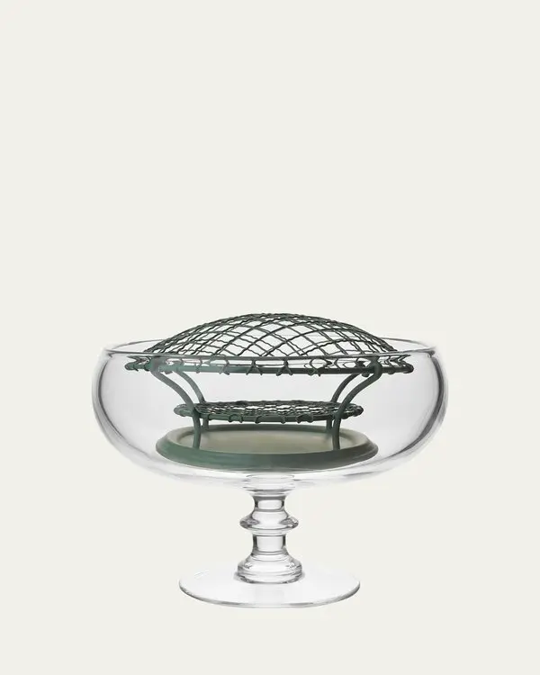 WILLIAM YEOWARD CRYSTAL Classic Footed Rose Bowl & Wire