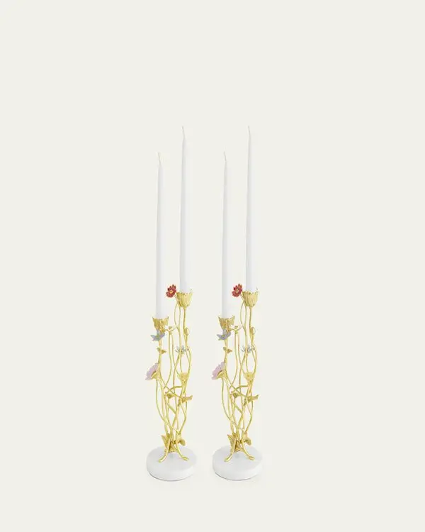 Michael Aram Wildflowers Candleholders, Set Of 2 - Gold Multi