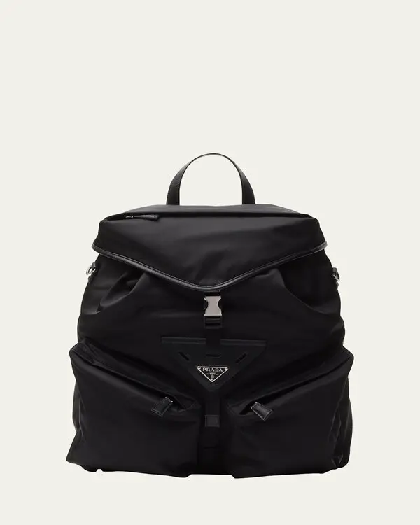 Prada Re-nylon And Leather Backpack - Nero