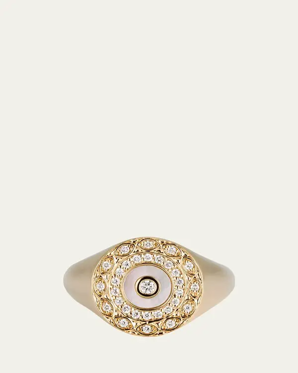 SYDNEY EVAN Evil Eye Signet Ring - Gold