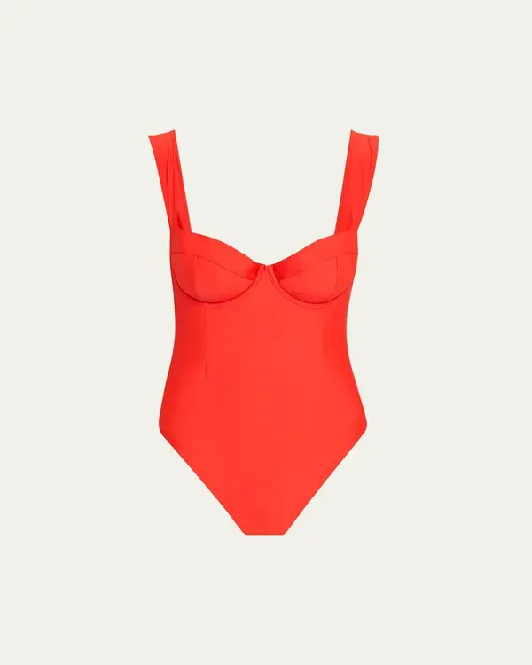 Simkhai Kyle Bustier One-piece Swimsuit - Fiery Red