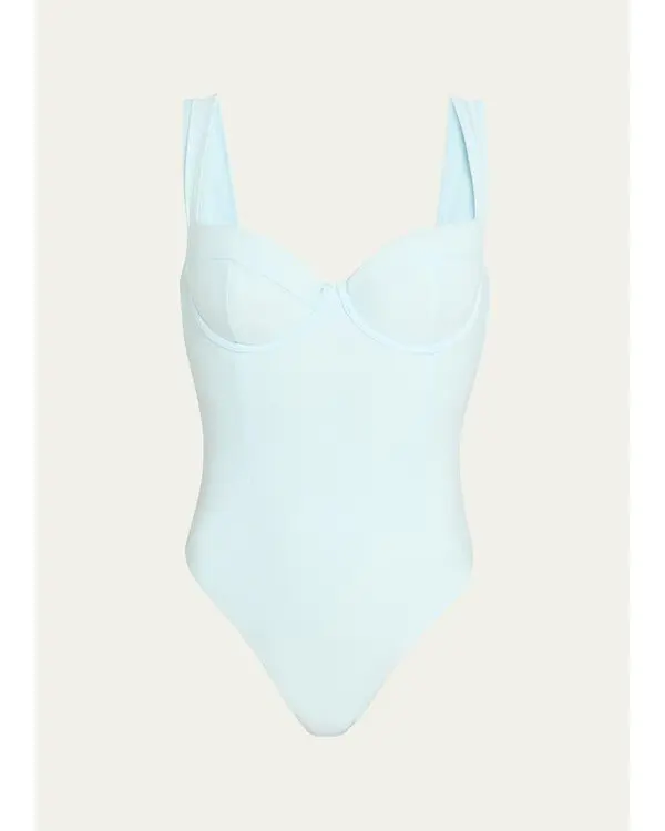 Simkhai Kyle Bustier One-piece Swimsuit - Sky