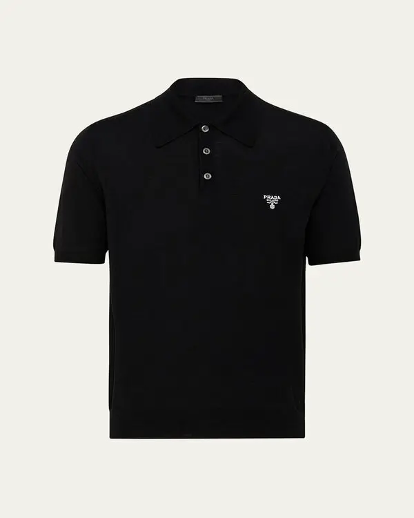 Prada Wool Logo Polo - Nero