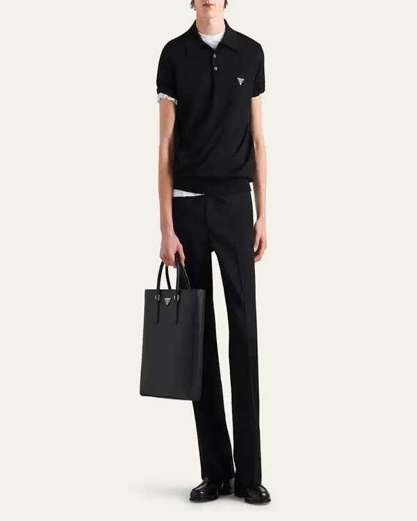 Prada Wool Logo Polo - Nero
