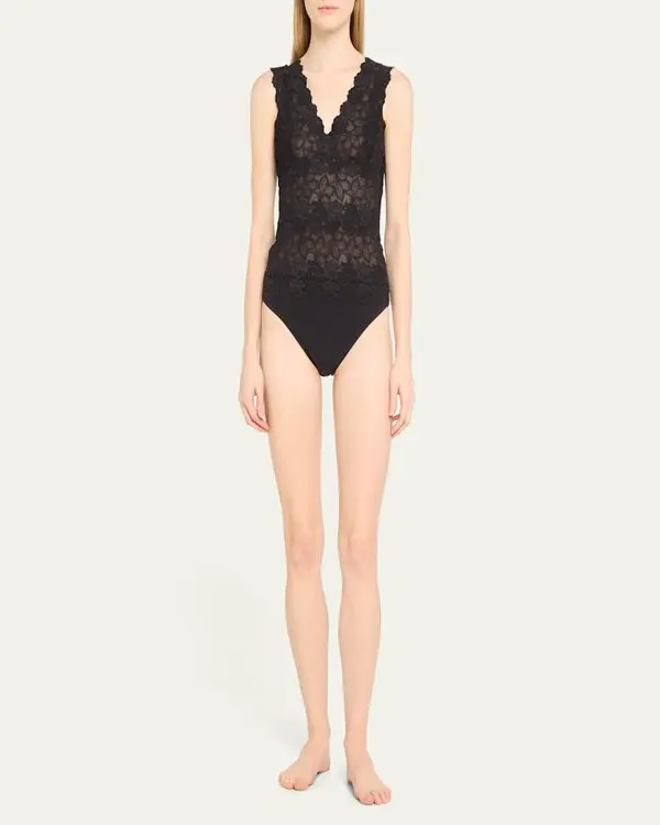 Natori Floral Lace Tank - Black